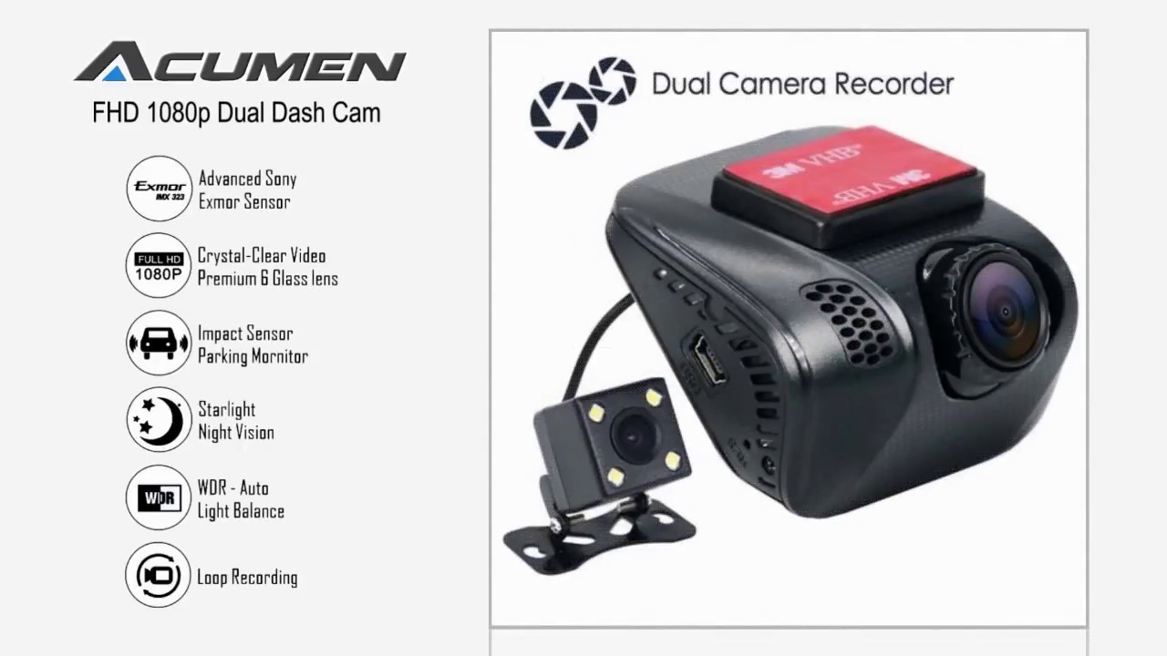 Most Popular Dash Cam in 2017 Acumen FHD 1080p Dual Dash Cam - YouTube