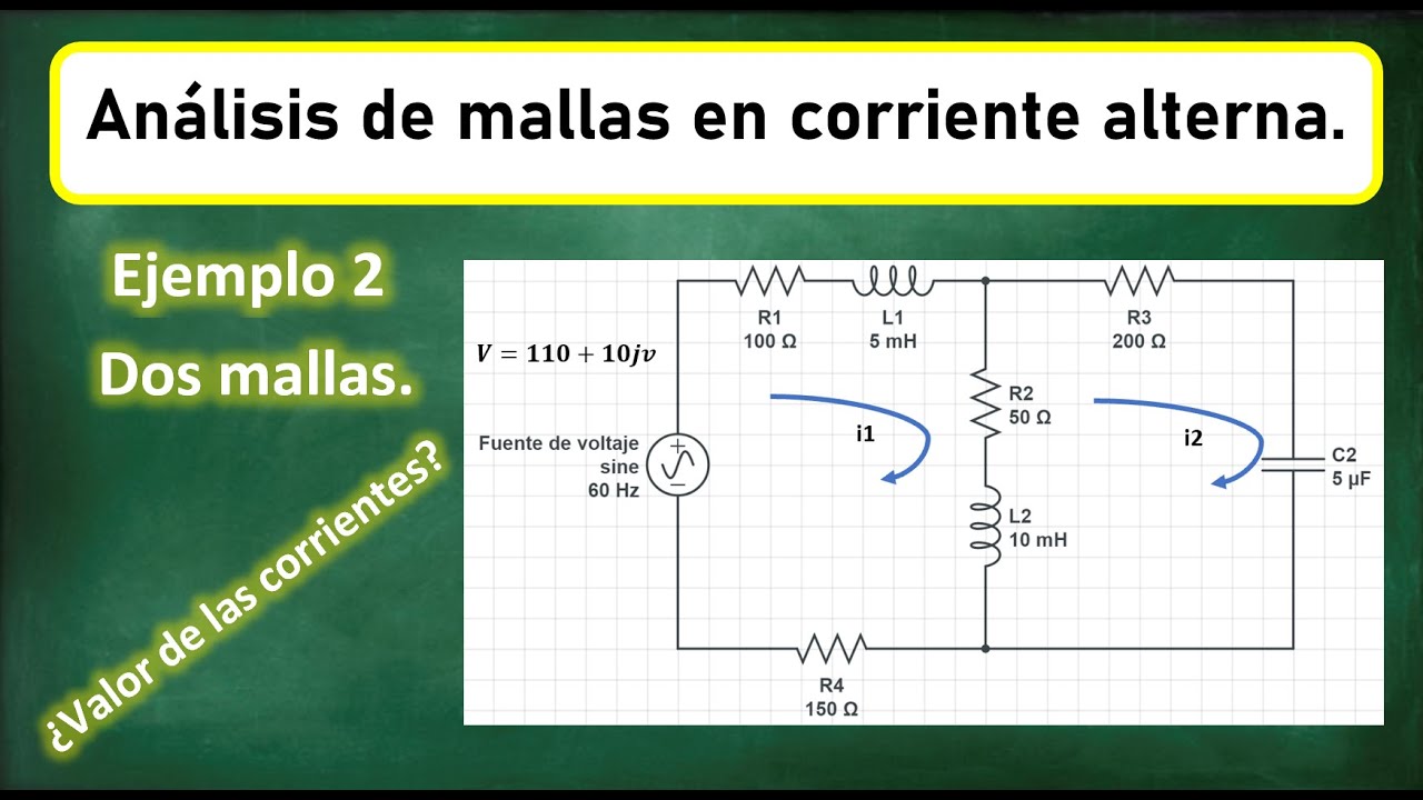 Análisis De Mallas En Corriente Alterna Dos Mallas Ejemplo 2 Youtube