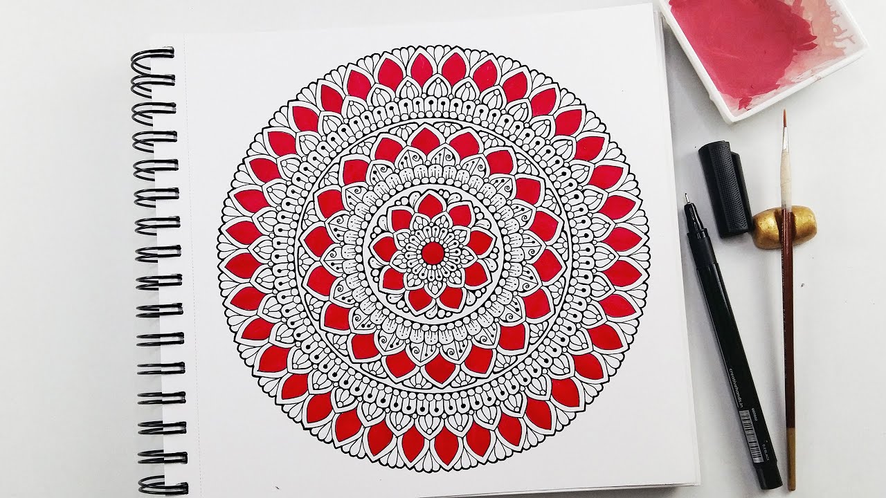 How to draw MANDALA ART for beginners || Easy Gouache Mandala patterns ...