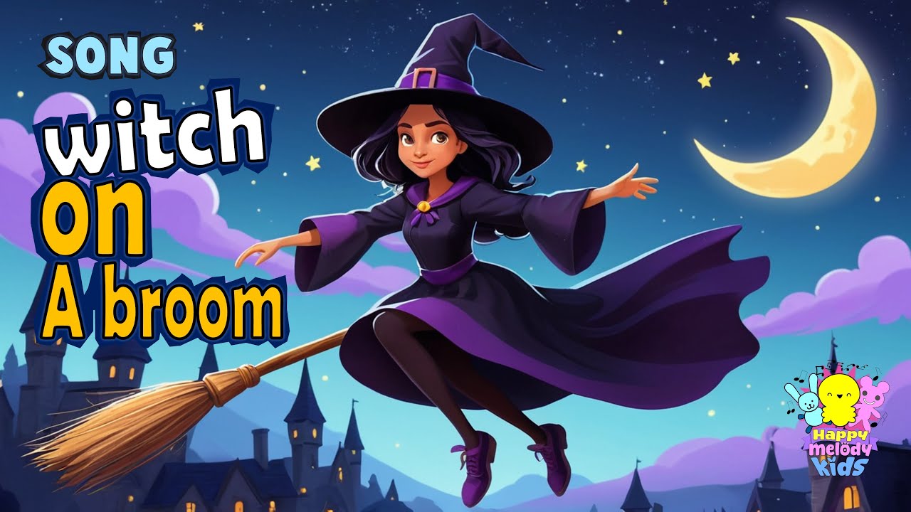 🧹🧹 Witch on a broom 🎃 | halloween song for kids 🎃 nursery rhymes - YouTube
