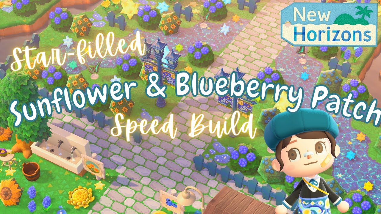 Star-filled Sunflower & Blueberry Patch Speed Build | Animal Crossing ...
