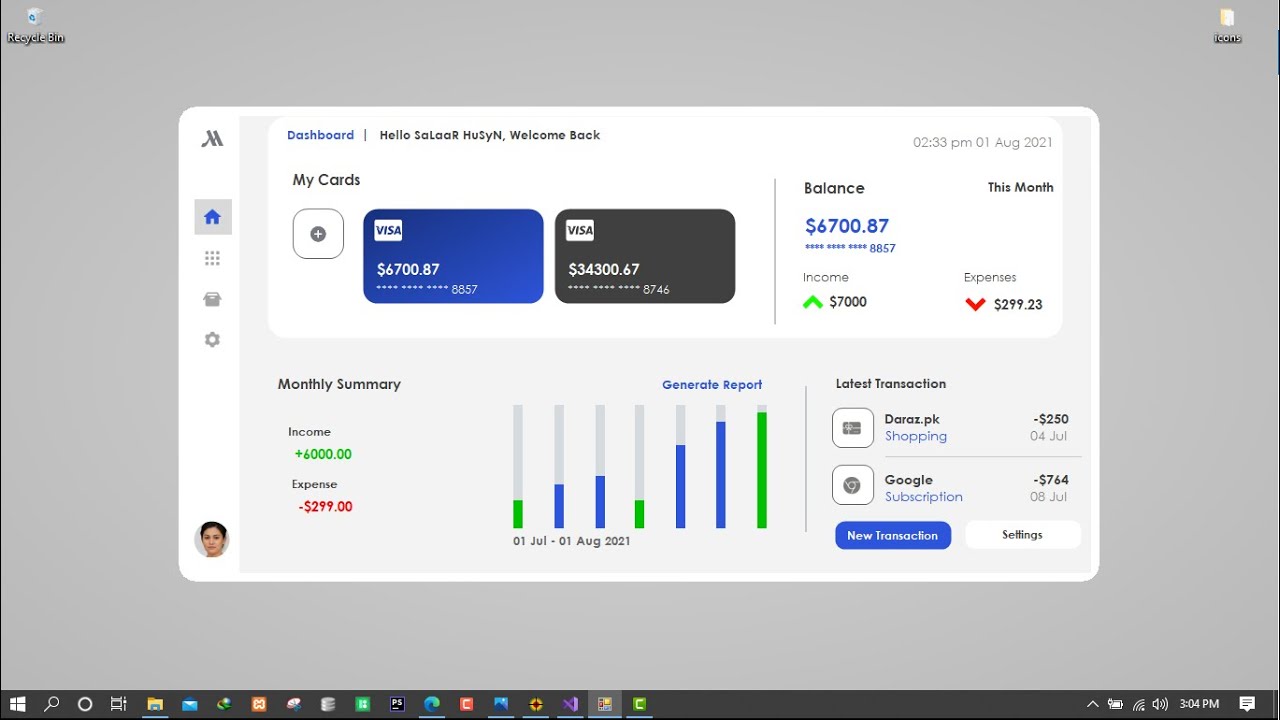 Designing a Banking Application Dashboard in C# - YouTube
