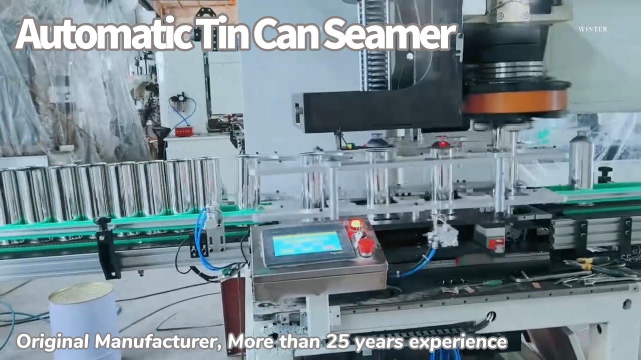 Automatic round tin can seamer machine - YouTube