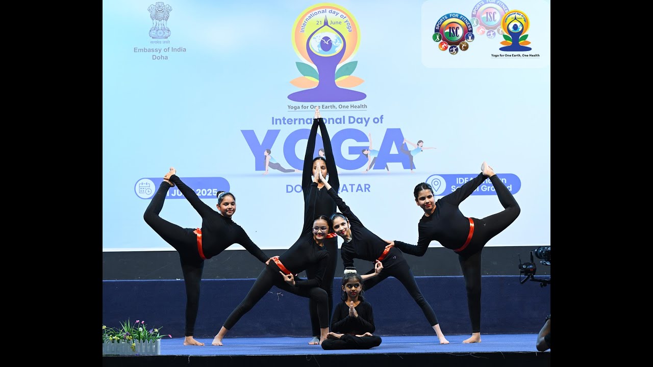 ISC Qatar | Rhythmic Yoga Display during Int'l Day of Yoga 2025 - YouTube
