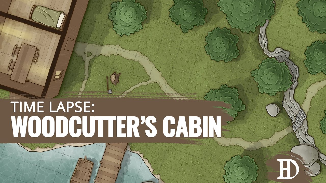 Drawing a Fantasy map - Time Lapse: Woodcutter's Cabin - YouTube