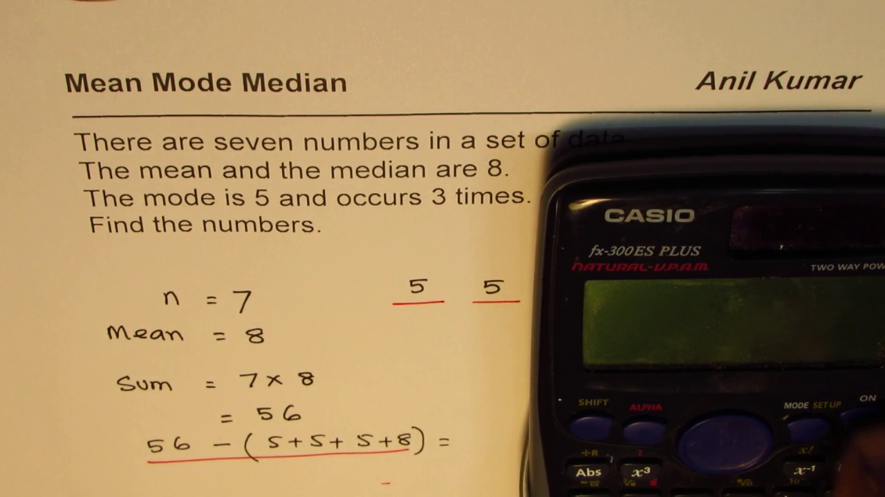 Find 7 Numbers when Mean Mode and Median is Given - YouTube