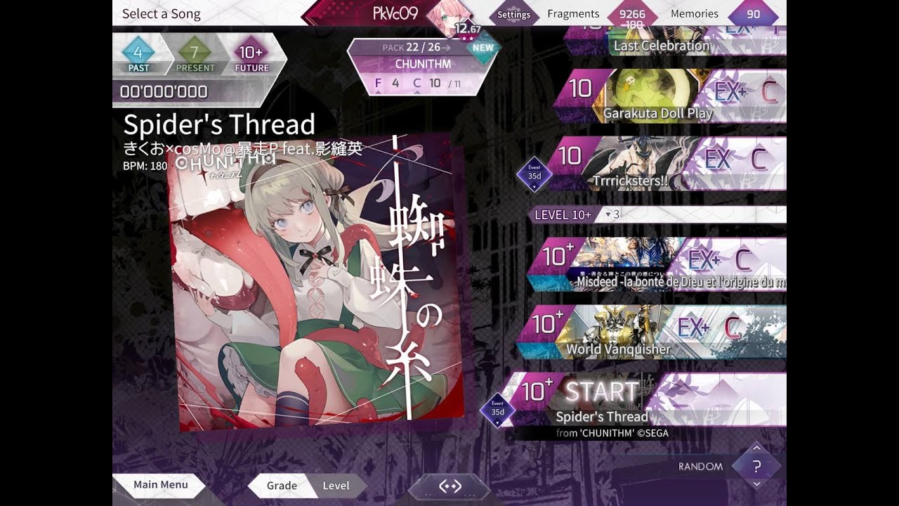Arcaea v4.4.0 - Spider's Thread (FTR 10+ - First Attempt) - YouTube