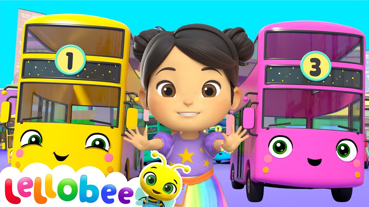 Ten Little Buses | Count to 10 | Lellobee | Sing Along | Nursery Rhymes ...