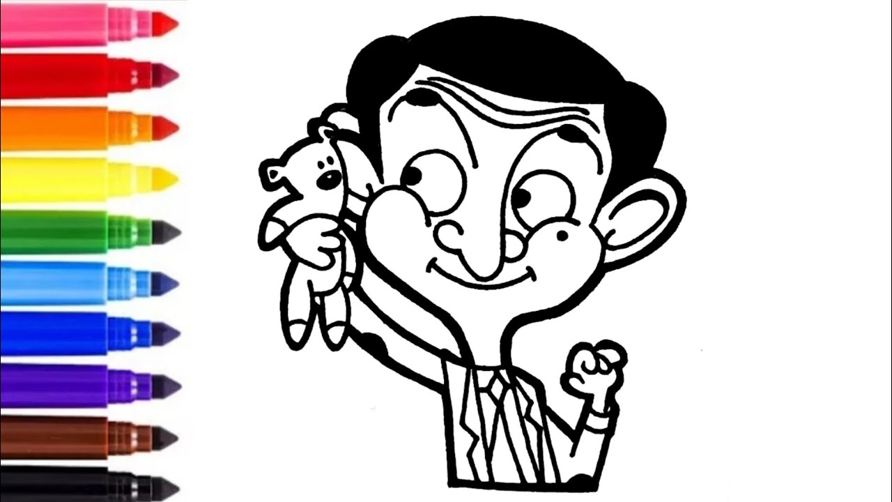 How to draw Mr.Bean | Mr.Bean Cartoon Drawing, Painting and Coloring ...