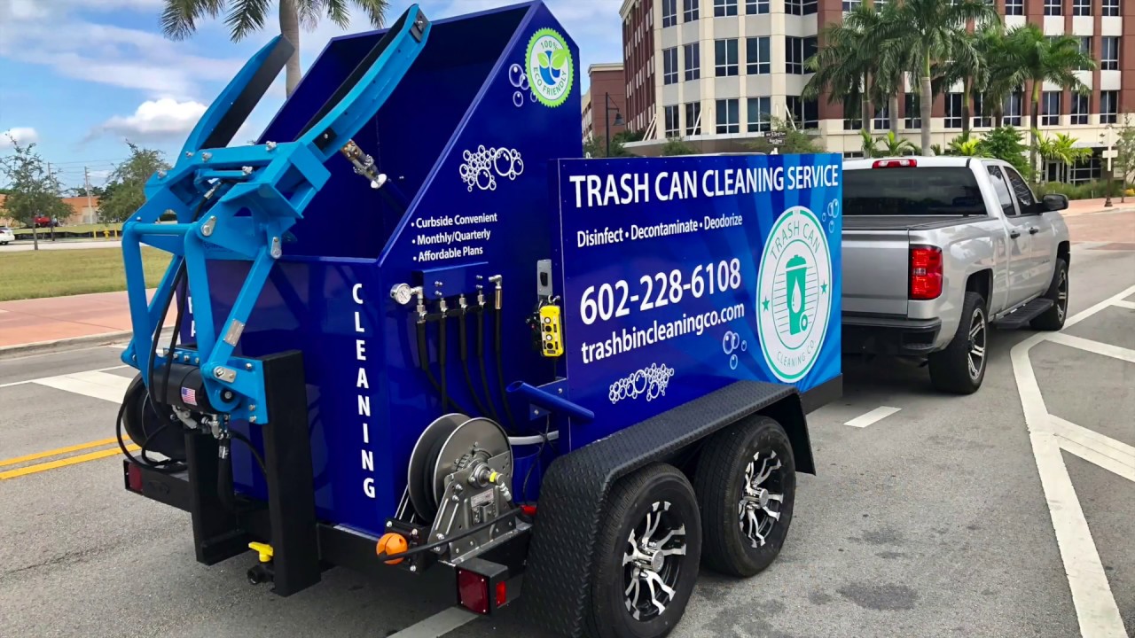 Sparkling Bins - Trailer Mounted Trash Bin Cleaners - YouTube