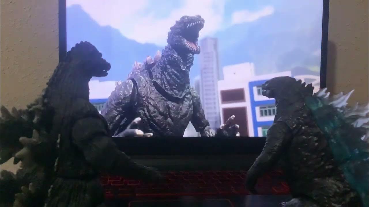Godzilla and Heisei Godzilla react to Godzilla vs Gigan Rex - Stop-Motion - YouTube
