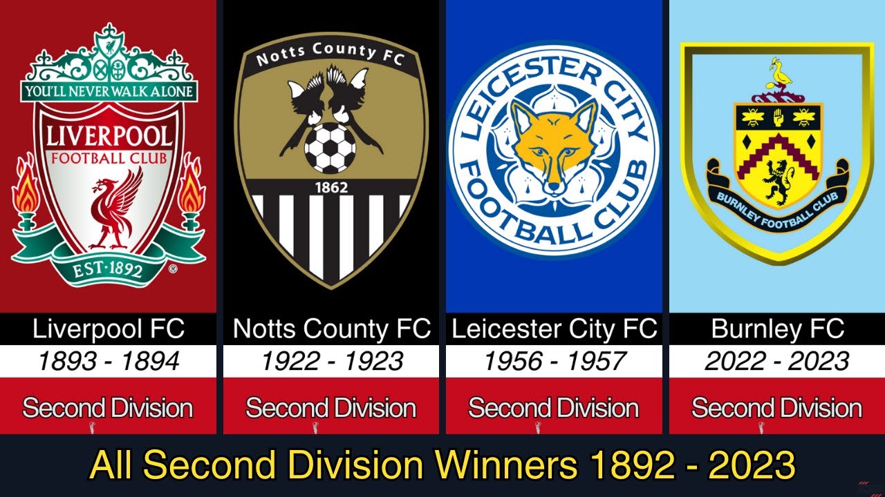 All English Second Division Winners 1892 - 2023 - YouTube