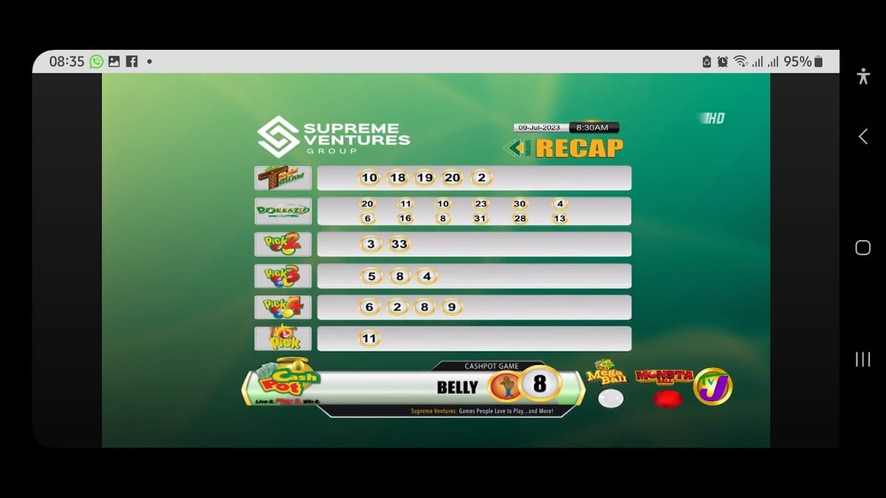 Supreme Ventures Cash Pot Result Today 08:30 AM draw for 09 July 2023 ...