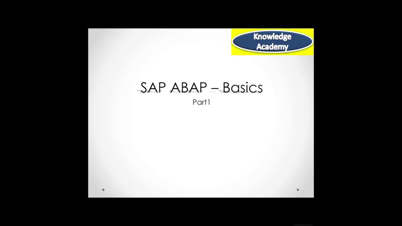 SAP ABAP - Basics (Introduction) - YouTube