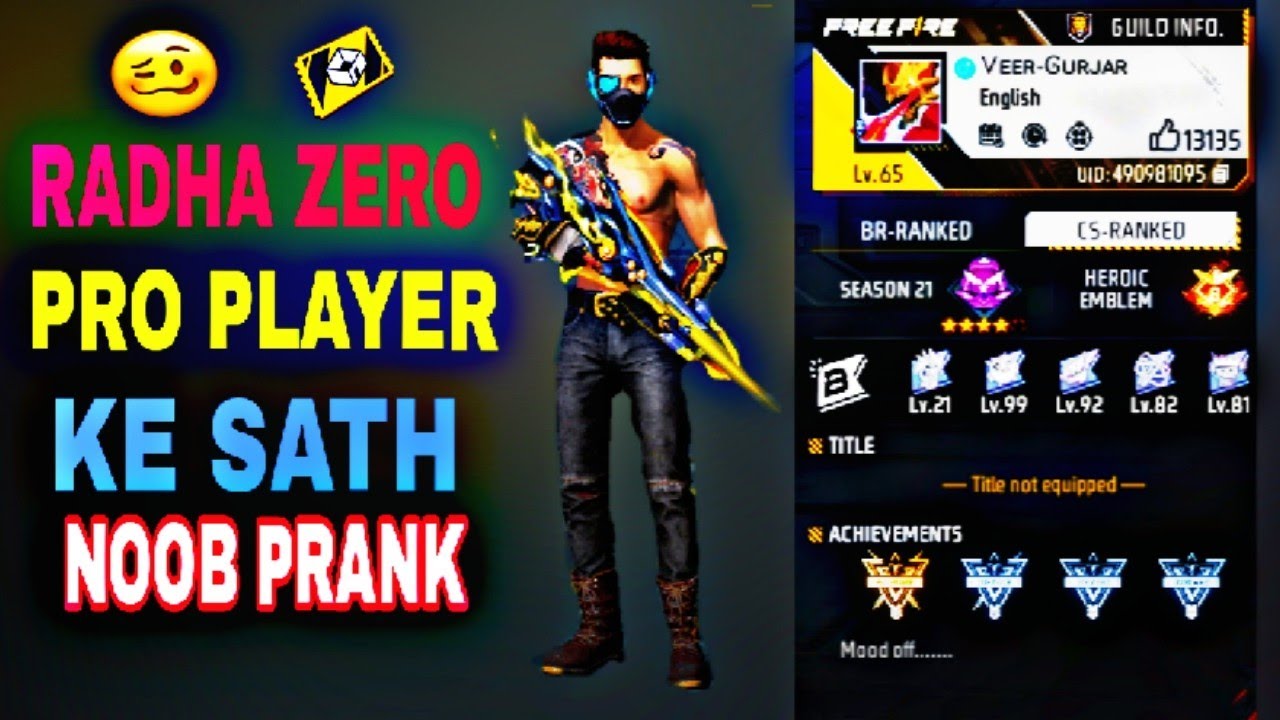 Radha Zero Noob Prank | Mast Game Play | Free Fire India - YouTube