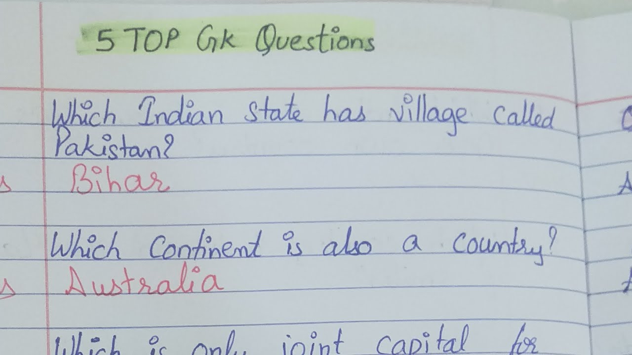 Top 5 GK questions - YouTube