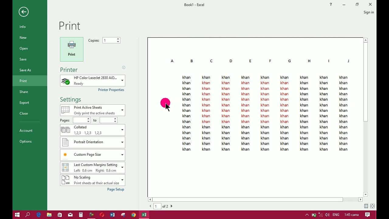 Print Titles In Ms Excel In pashto ام اس اکسل - YouTube
