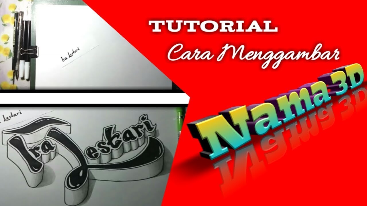 cara menggambar nama 3D - YouTube