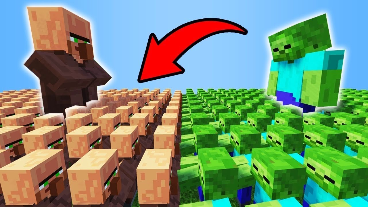 10000 VILLAGERS MUTANT VS 10000 ZOMBIE MUTANT MINECRAFT MOB WARS EPIC ...