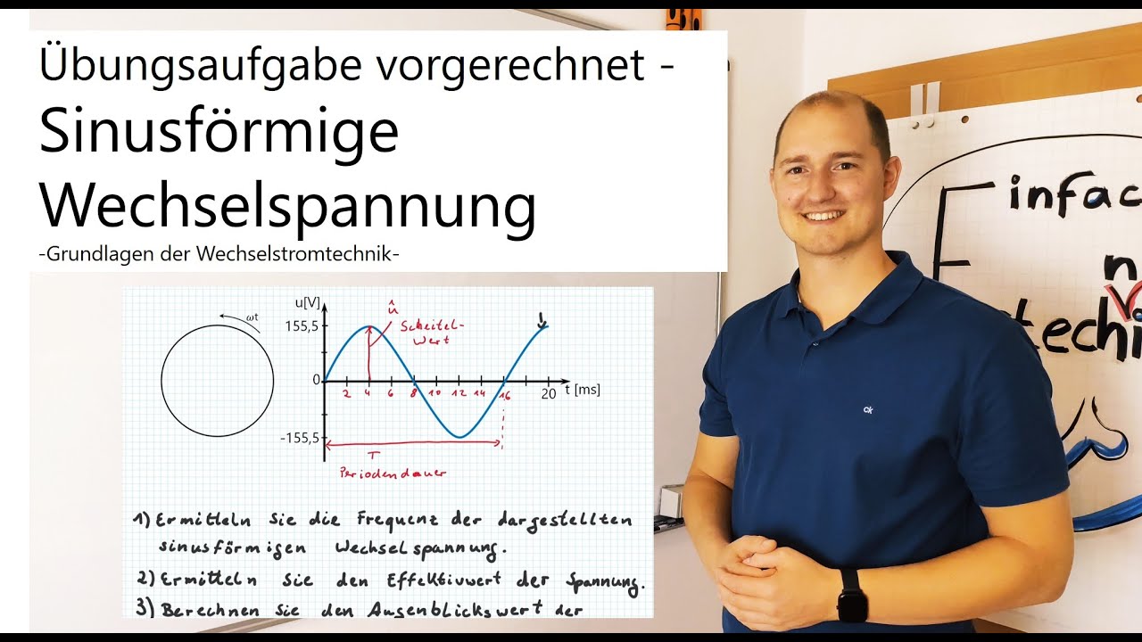 Übungsaufgabe zur Wechselstromtechnik vorgerechnet - Sinusförmige ...