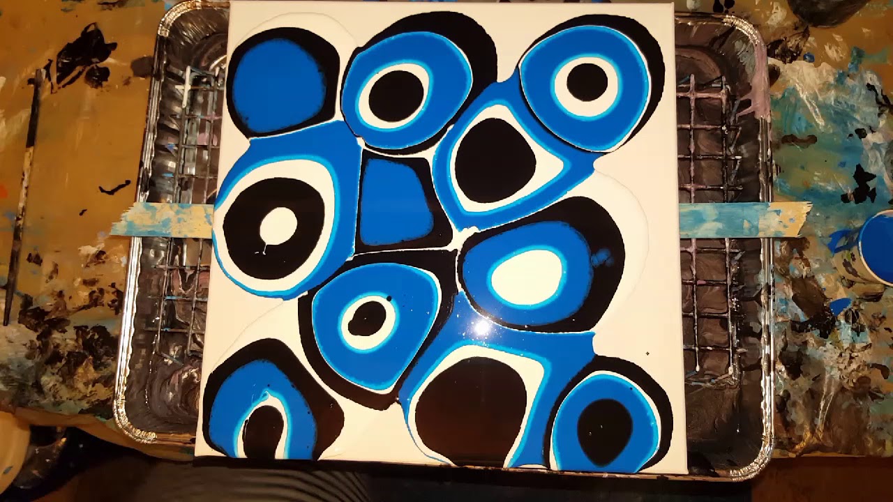 Cobalt blue puddle pour painting - YouTube