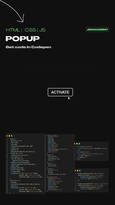 Popup Html Css Css3 Shorts Edit Software Programming Code Coding Javascript Youtube 