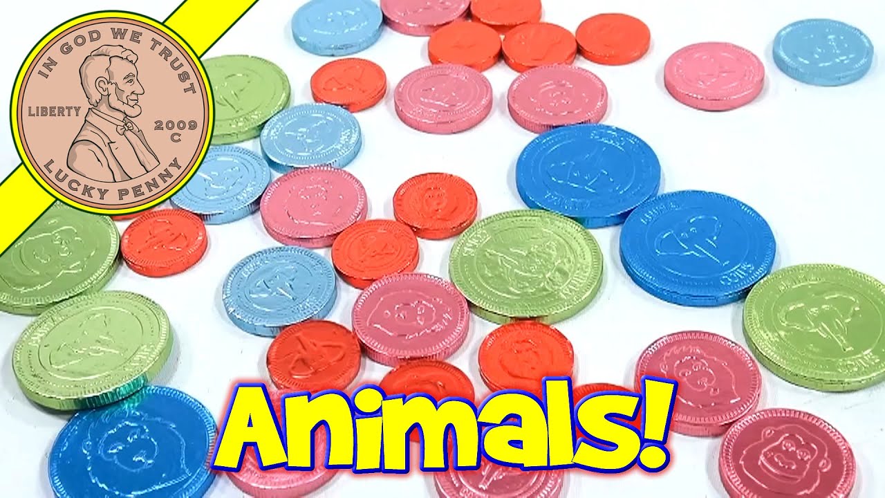 Milk Chocolate Animal Money Coins, Steenland Candy Review - YouTube