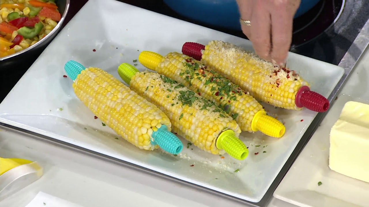Kuhn Rikon Corn Zipper and 18 Heat Resistant Corn Holders on QVC - YouTube