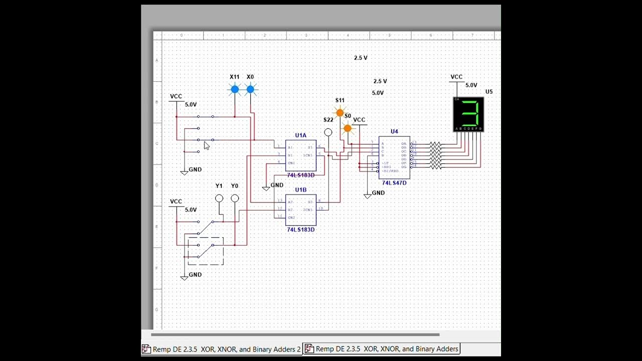 Digital Electronics 2.3.5 XOR, XNOR, and Binary Adders 74LS183D and 74LS47D - YouTube