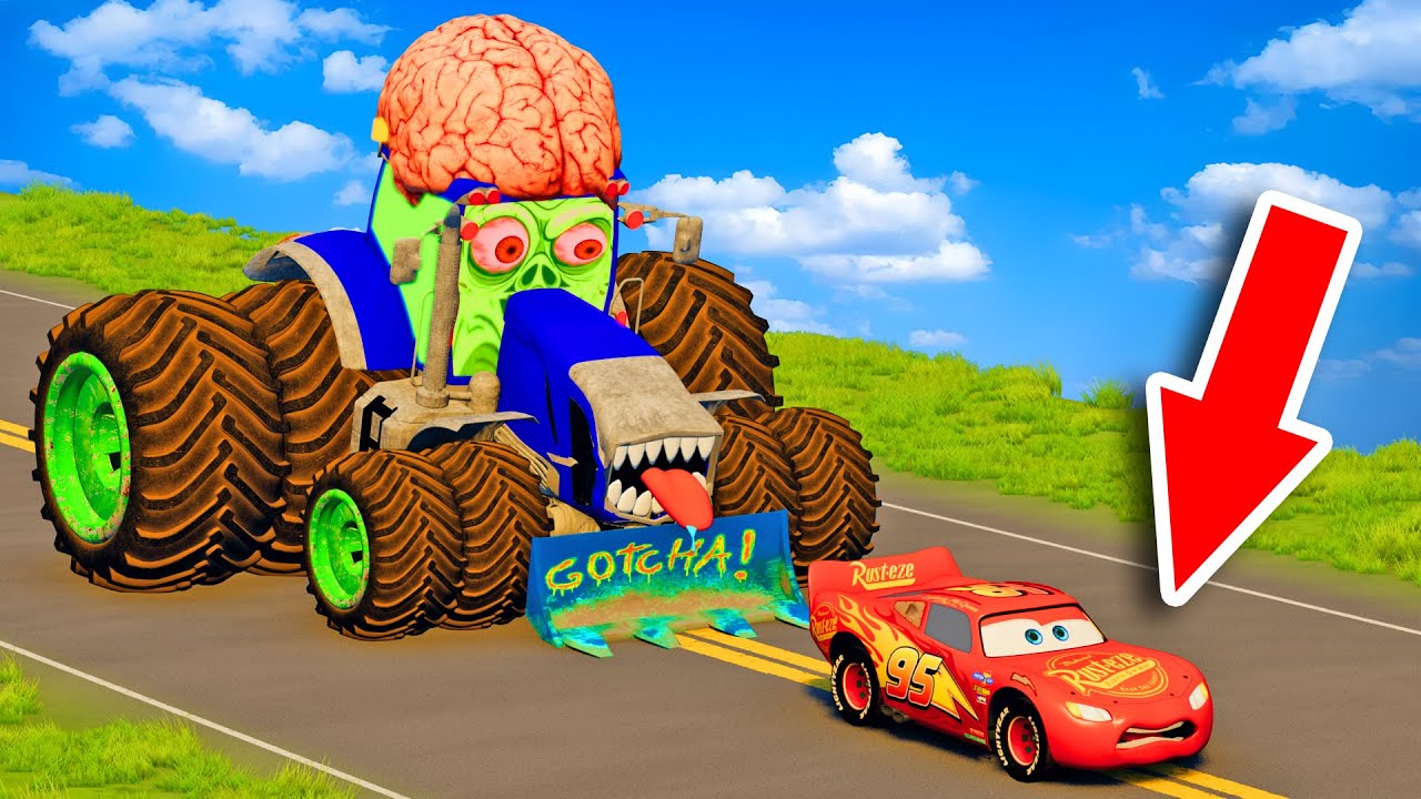 😱LARGE HUNGRY TRACTOR ZOMBIE 🆚 McQueen😱| BeamNG Drive - YouTube