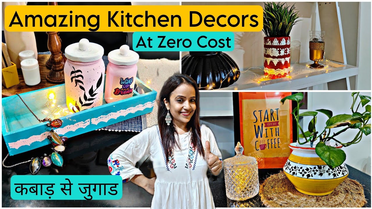 4 Amazing Zero Cost Kitchen Decor Ideas/कबाड़ से जुगाड wala idea se ...