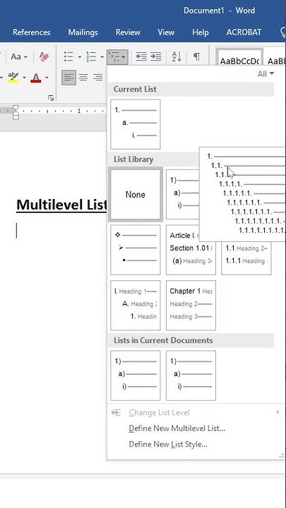How to create 🆕 multilevel list in MS Word 💻 #shorts #youtubeshorts # ...