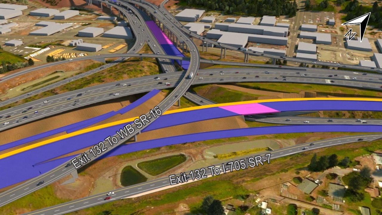 I-5 - SR 16 Realignment - HOV Structure and Connections - YouTube