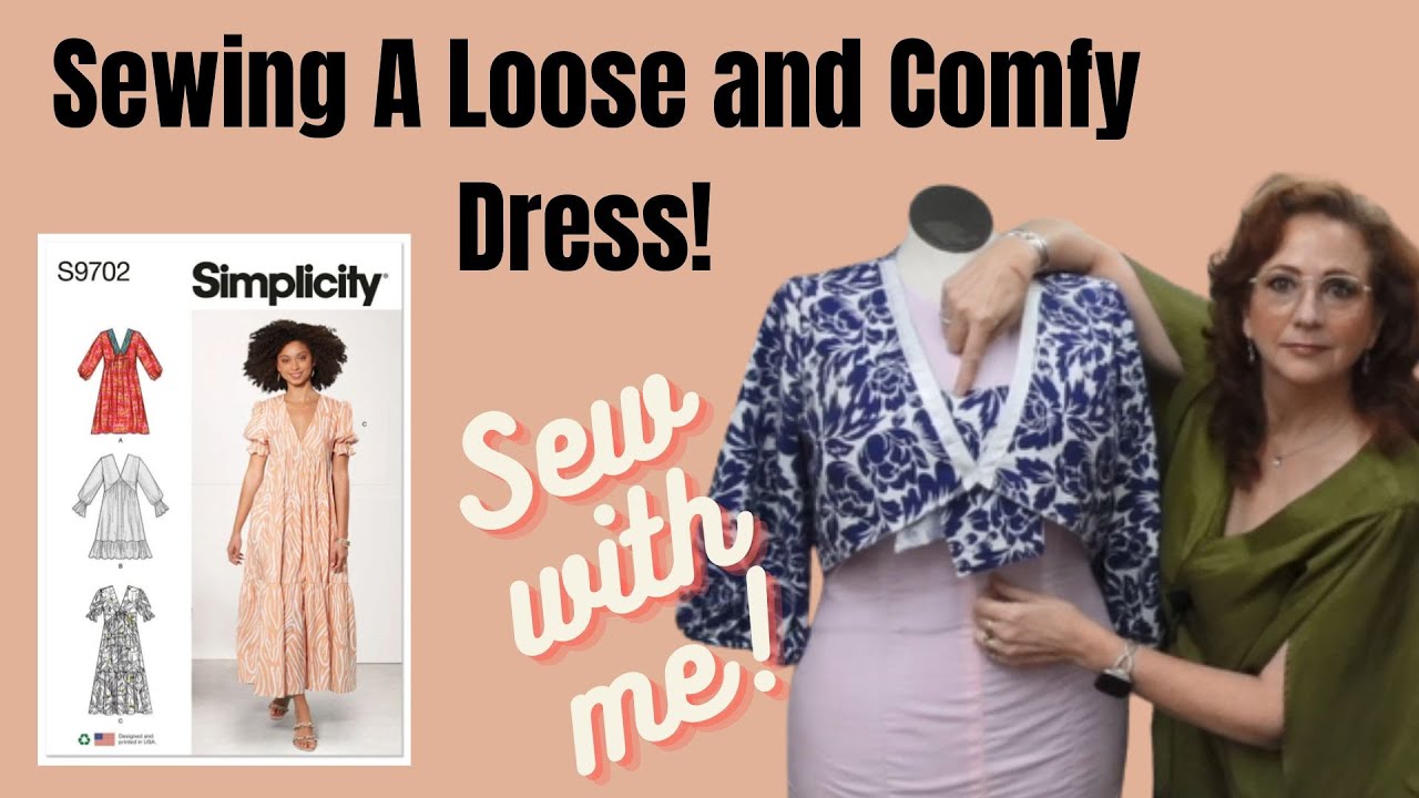 Sewing Simplicity 9702 Loose V-neck Dress - YouTube