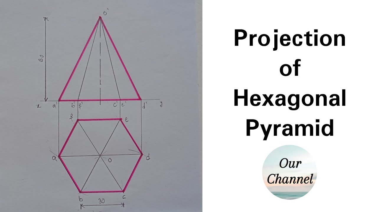 Projection of Hexagonal Pyramid | Engineering Drawing | Projection of ...