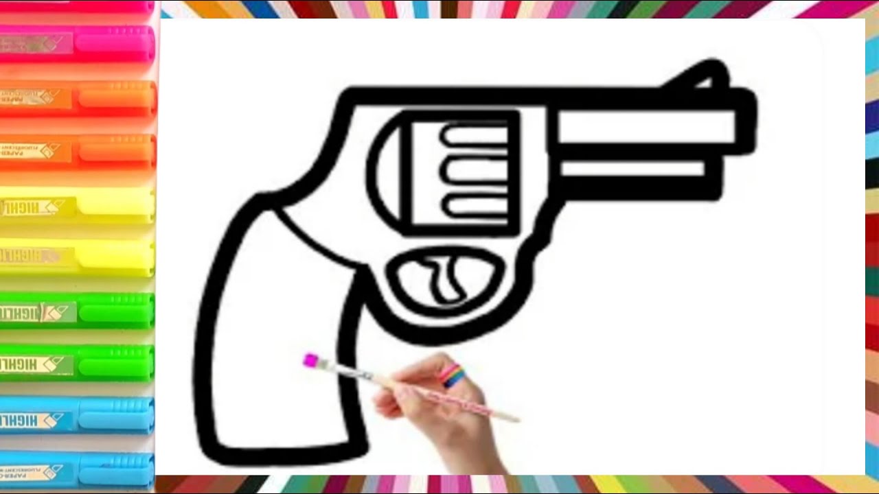 How to draw a pistol easy gun 🔫/Drawing for kids and toddlers - YouTube