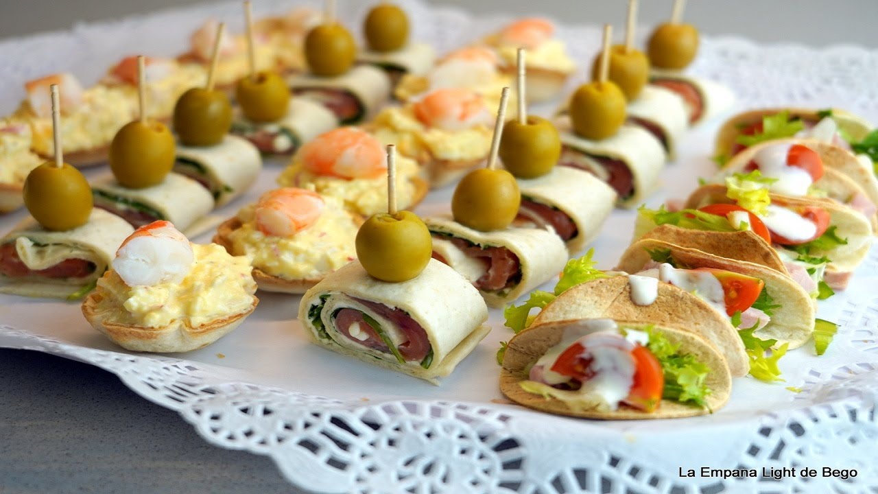 Canapes Variados. Mini Tacos, Tartaletas y Rollitos. Receta fácil con ...