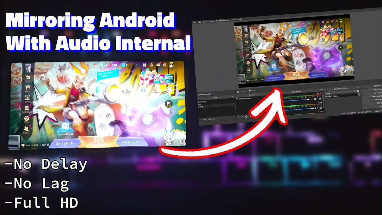 Cara mirror hp android tanpa lag dan delay dengan audio internal - YouTube