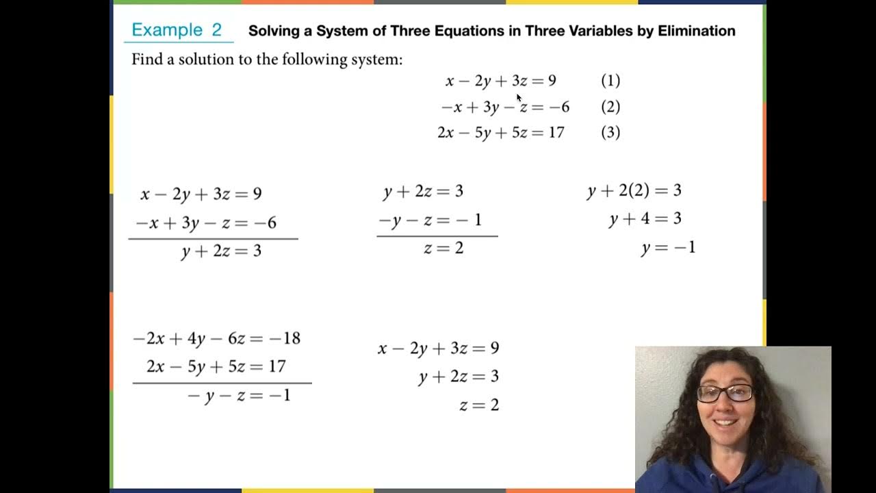 9.2.1 Systems of linear equations: three variables - YouTube