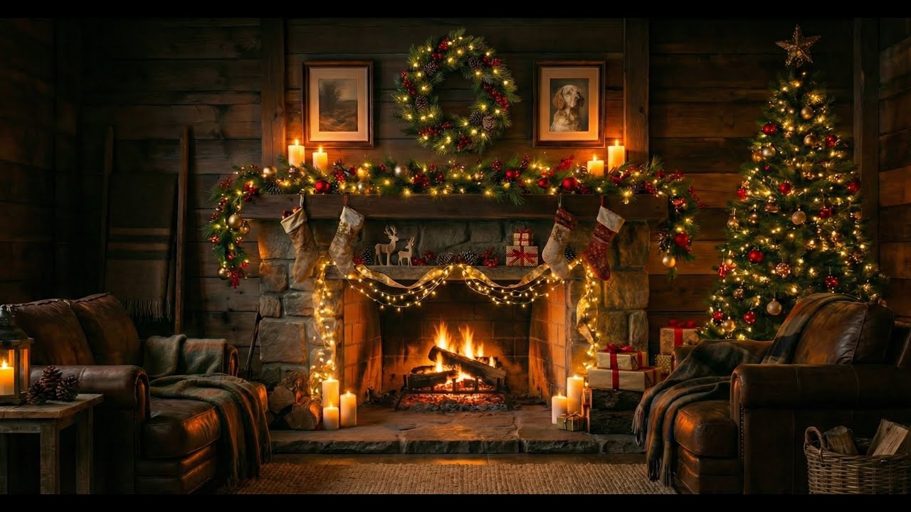 🎄 Christmas Fireplace Ambience • Instrumental Soft Christmas Music ...