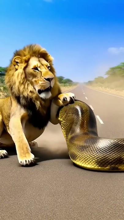 AI Animal Fighting，Lions and pythons #lion #ihavethisthingwithplants # ...