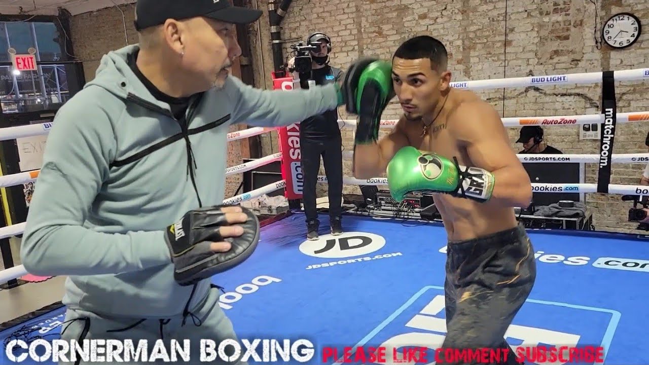 TEOFIMO LOPEZ JR PAD WORK WITH HIS FATHER/TRAINER TEOFIMO LOPEZ SR ...