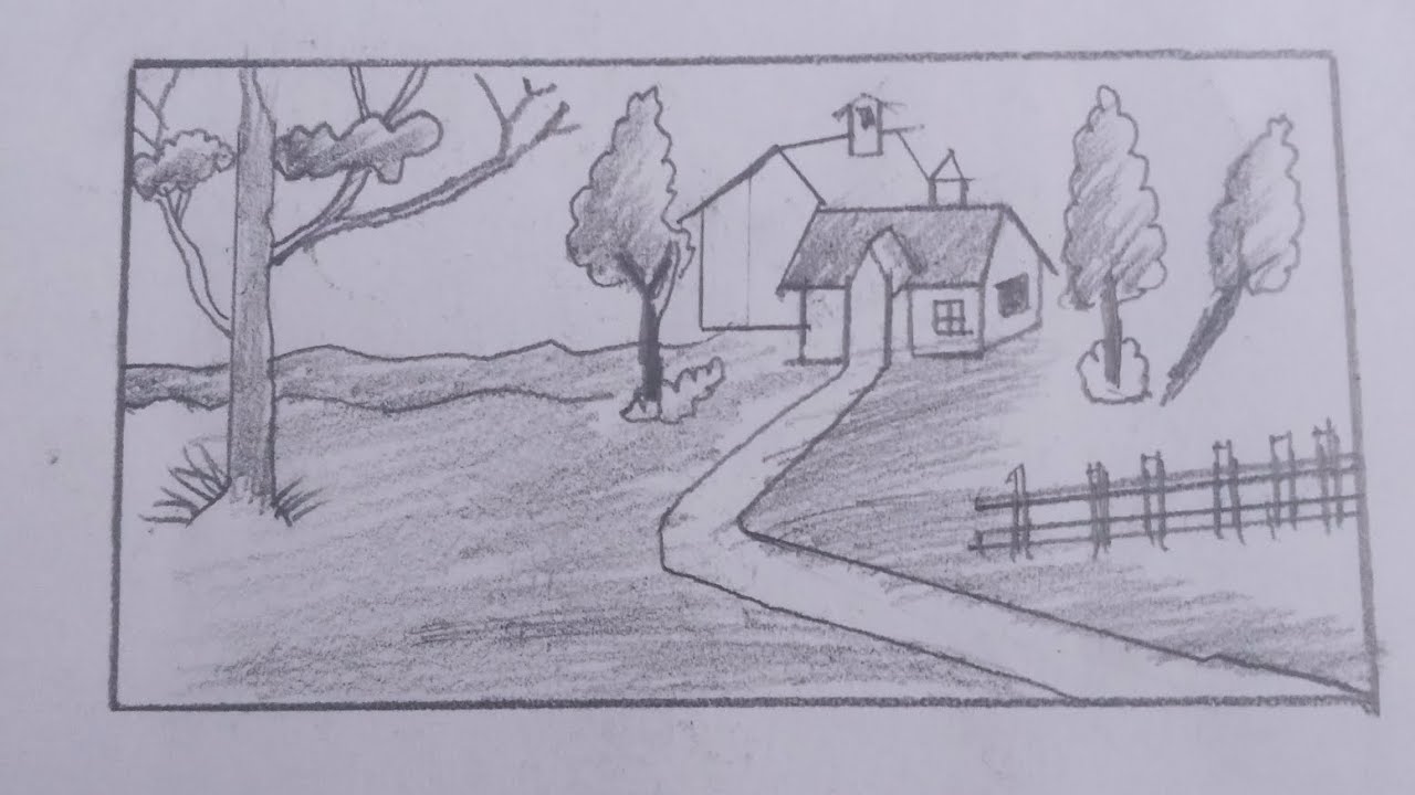 How to draw a very easy nature drawing in pencil step by step for ...