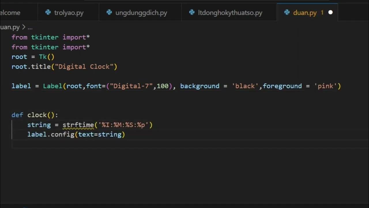 Python ( Project tạo đồng hồ đếm thời gian ) - YouTube