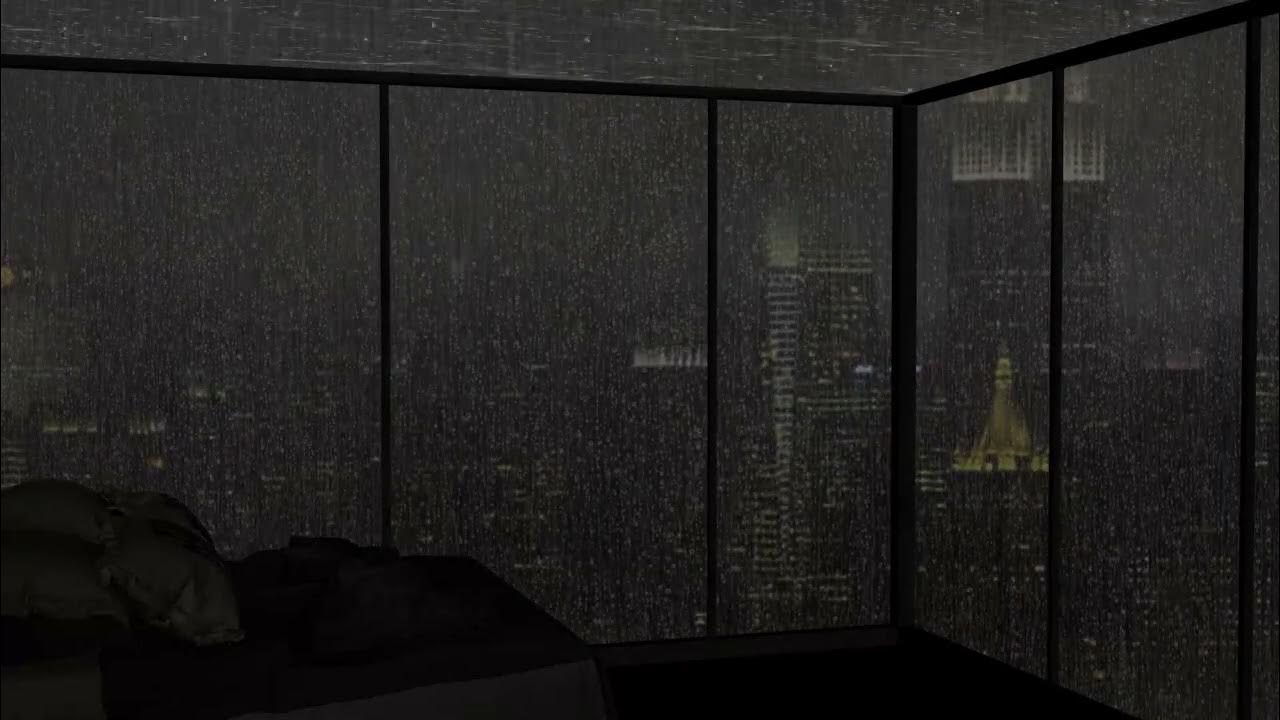 Heavy Rainy Night Apartment Luxury Bedroom In Manhattan And