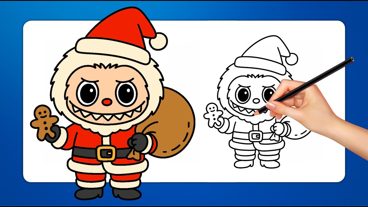 How To Draw Christmas Labubu | Drawing Step by Step Easy - YouTube