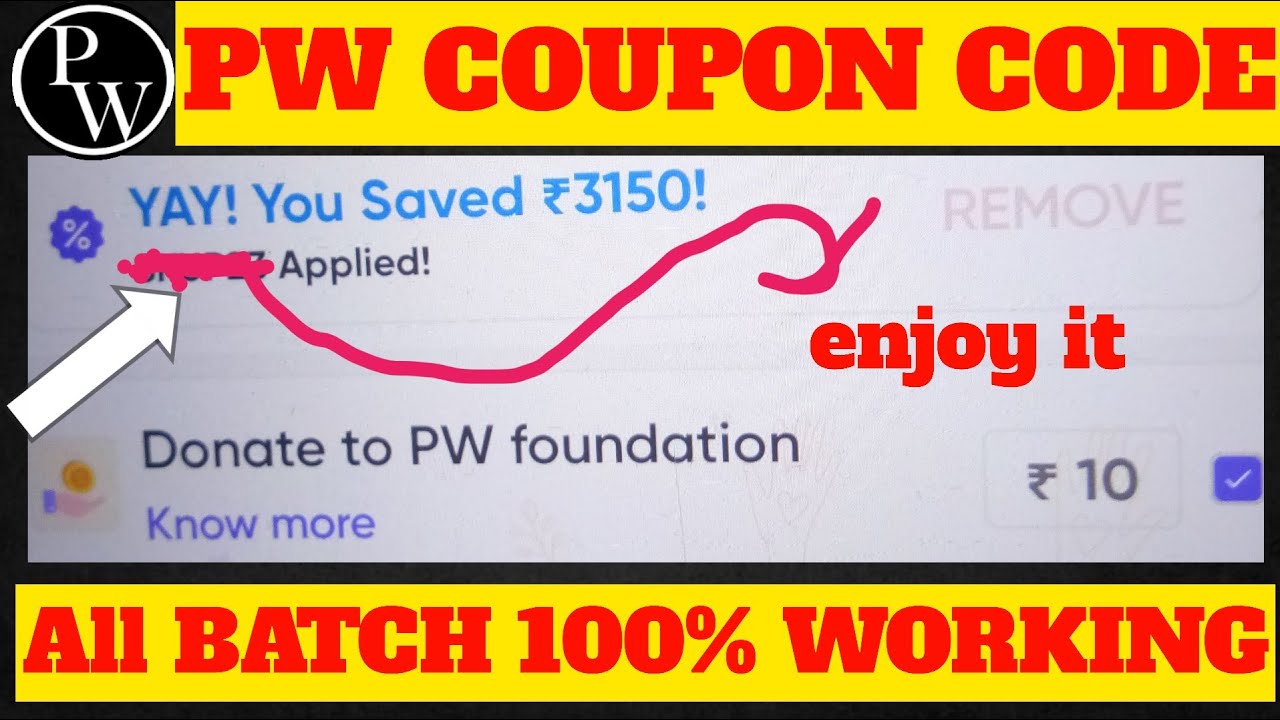 PW COUPON CODE 2025 BATCH || PW COUPON CODE 2024 || PHYSICS WALLAH ...