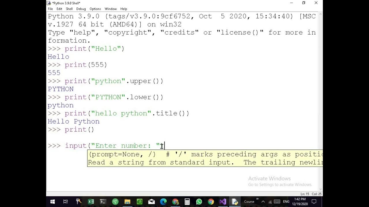 2) Using IDLE Python Shell, Python built-in Commands (Arabic البايثون ...