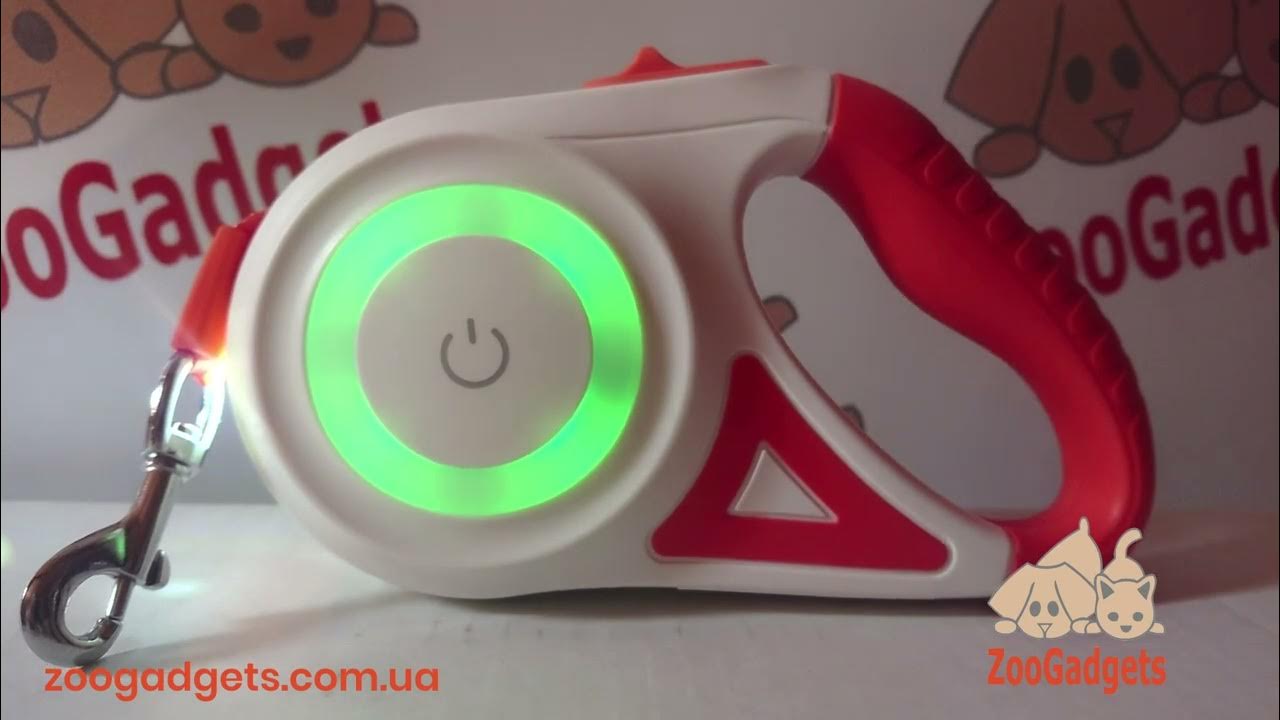 поводок рулетка для собак с фонариком и LED подсветкой - YouTube