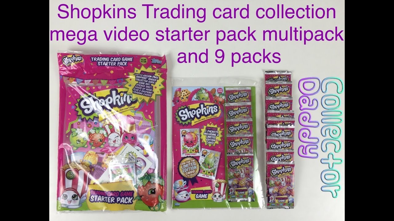 Shopkins Trading card game mega video with starter pack multipack and 9 ...